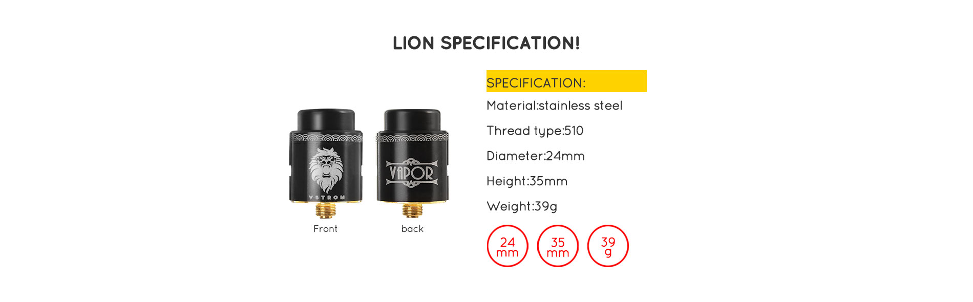 Lion RDA kit - Vapor Storm